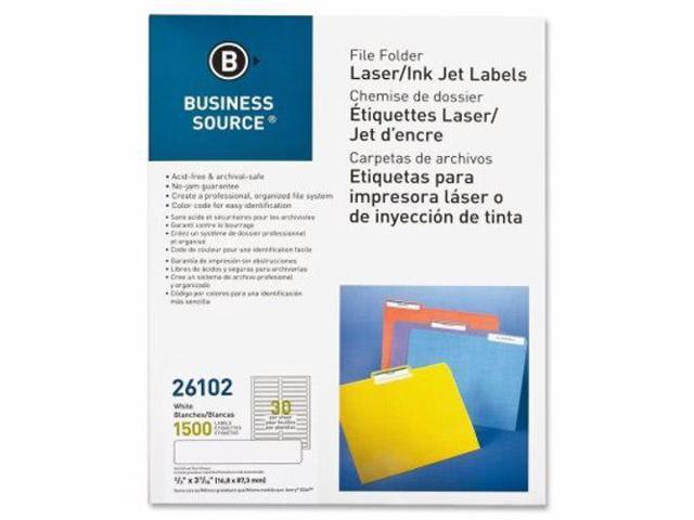 Business Source File Folder Labels Laser/Inkjet 2/3"x3-7/16" 1500/PK ...
