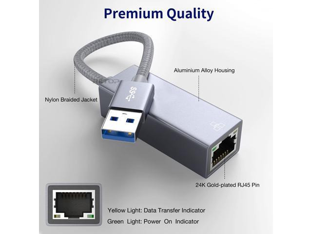 USB 2.5Gb Ethernet Adapter, RIITOP USB 3.0 Type A to 2.5 Gigabit RJ45 ...