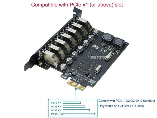 PCIe USB 3.0 Card 7 Port, RIITOP PCI-e Express x1 to 7 Port USB3.0 ...