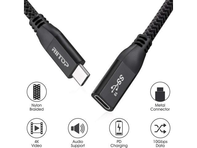 USB Type C Extension Cable 6Ft, 100W PD Fast Charging & 10G Data Sync ...