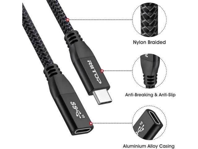 USB Type C Extension Cable 6Ft, 100W PD Fast Charging & 10G Data Sync ...