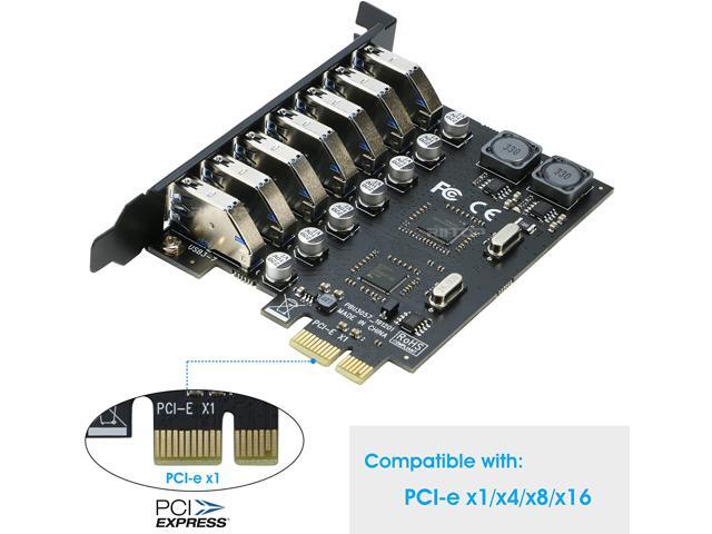 PCIe USB 3.0 Card 7 Port, RIITOP PCI-e Express x1 to 7 Port USB3.0 ...