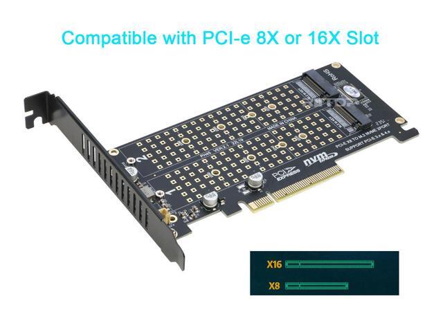 Dual M.2 NVME PCIE Adapter Card, 2 x 32Gbps Full Speed PCIE 3.0 PCIE 4.0 X16 Expansion Card, M.2 ...