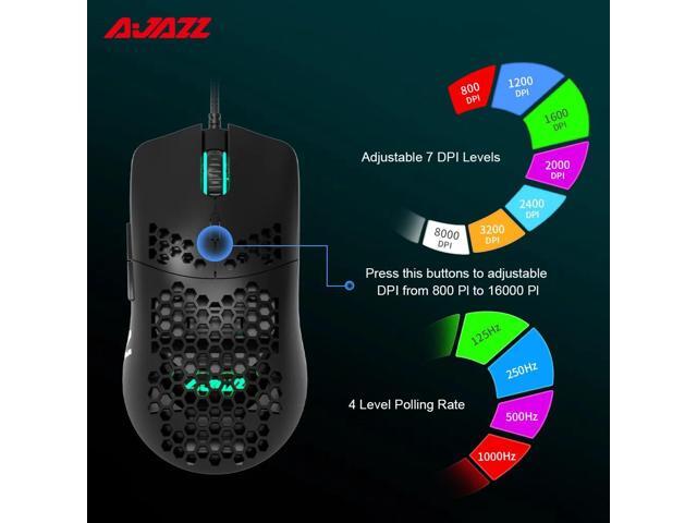 AJ390 Gaming Mouse 7 Keys Honeycomb Hollow Design 69g Lightweight Wired ...
