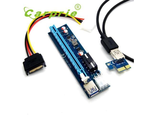 PCI-E Express 1x To 16x Extender Riser Card Adapter SATA 6Pin Cable ...