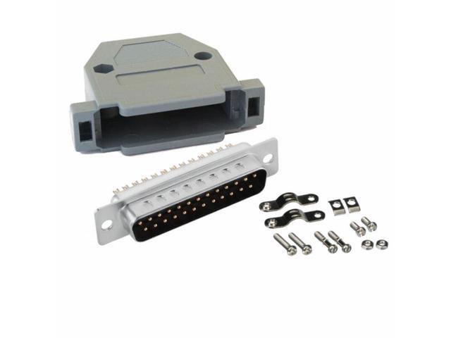 DB25 D-SUB 25-Pin Male Solder Cup Serial RS232 Connector + Plastic Hood ...