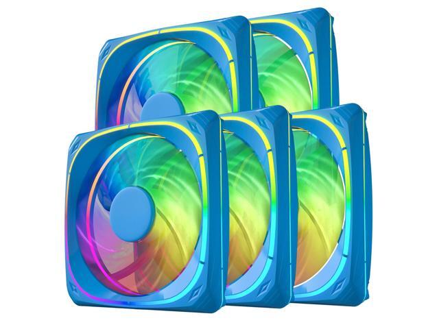 5pcs Blue PC Case Fan 120mm Addressable RGB MB Sync PC Cooling Fan ...