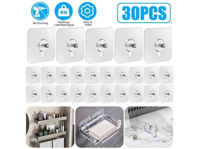 30Pcs Free Punching Seamless Screw Sticker Self Adhesive Hanging Hooks ...