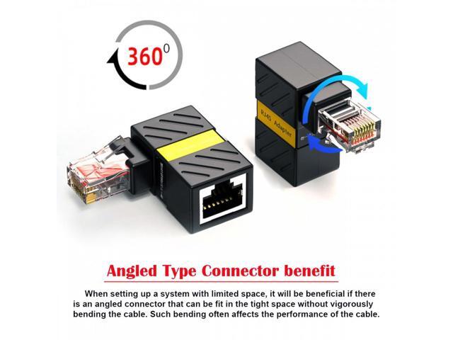 Cablecc CAT6 UTP Male to Female 360 Degree Angled Rotating Adapter RJ45 ...