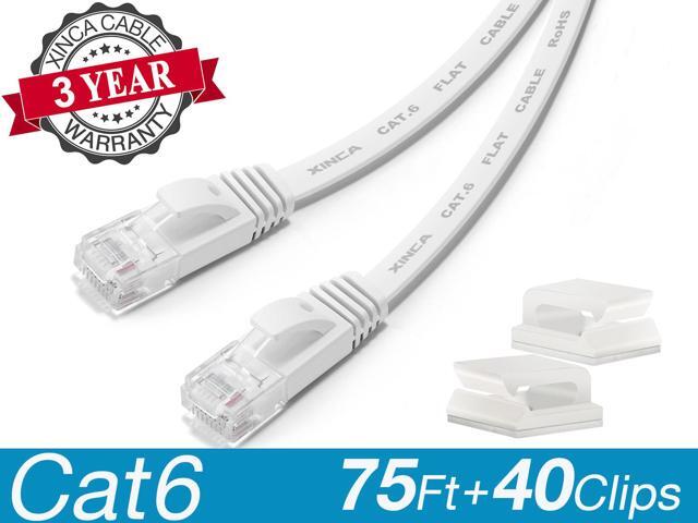 XINCA Cat6 Ethernet Cable Extra Long Lnternet Network Gigabit Flat Cord ...