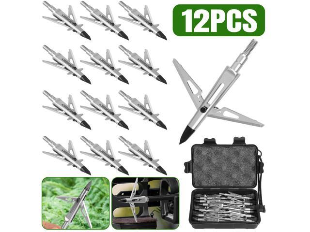 12Pcs Archery Broadheads 2" Dia Expandable Hunting Arrowheads 2 Blade ...