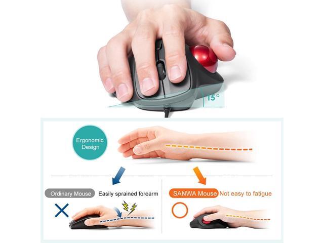 SANWA Wired Ergonomic Trackball Mouse, Optical Vertical Rollerball Mice ...