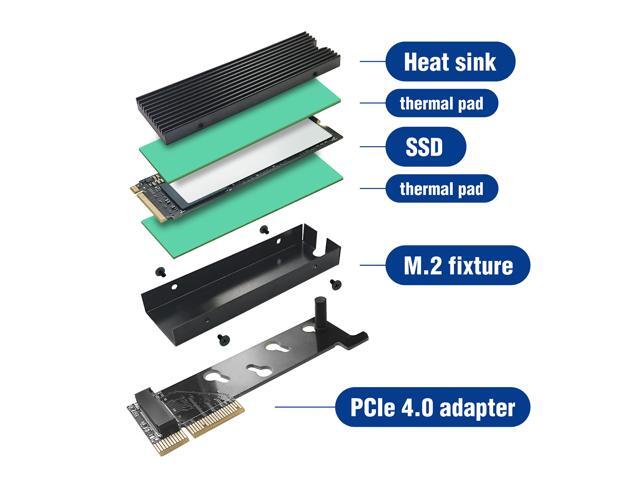 Micro Connectors Low-Profile M.2 NVMe SSD to PCIe 4.0 Adapter with Heat ...