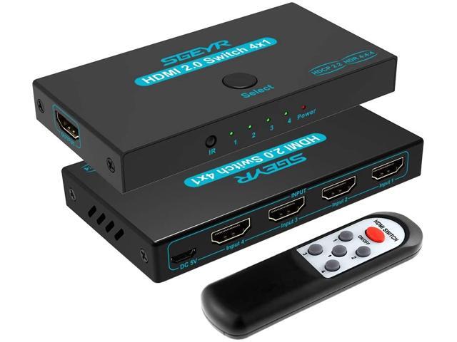 SGEYR HDMI 2.0 Switch Selector 4 Port HDMI Selector Box 4 in 1 Out ...