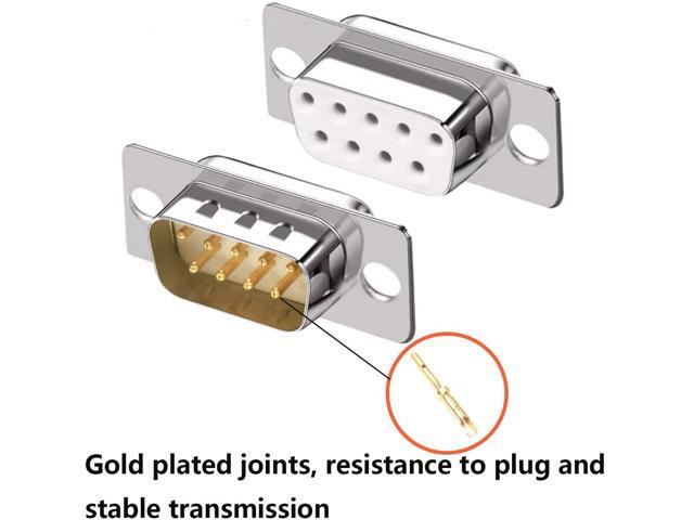 Jienk 10PCS DB9 RS232 D-SUB Serial Solder Cup Connectors Gold Plated Joints RS232 Serial Port 9 ...