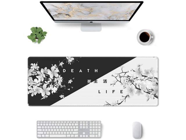 Black and White Cherry Blossom Gaming Mouse Pad XL Extended Large Mouse ...