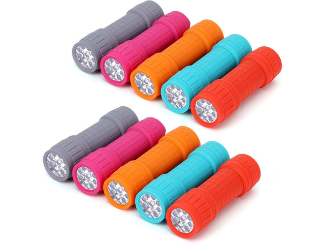 FASTPRO 10-Pack, 9-LED Mini Flashlight Set, AAA Batteries are Included ...