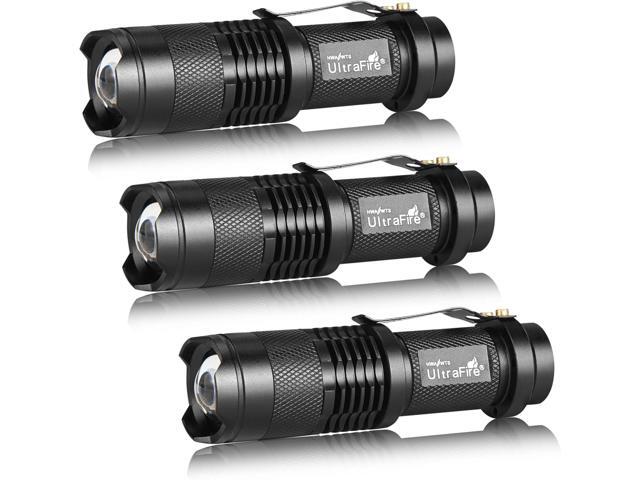 3 Pack Mini Flashlights Focus Adjustable SK68 Single Mode Tactical LED ...