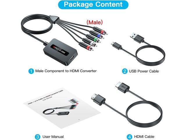 Male Component to HDMI Converter Cable with HDMI and Component Cables ...