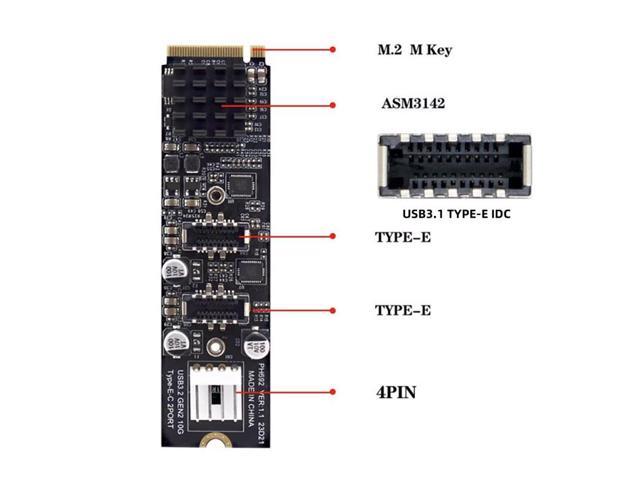Chenyang 10Gbps Dual Type-E USB 3.1 Front Panel Socket to NVME NGFF M ...