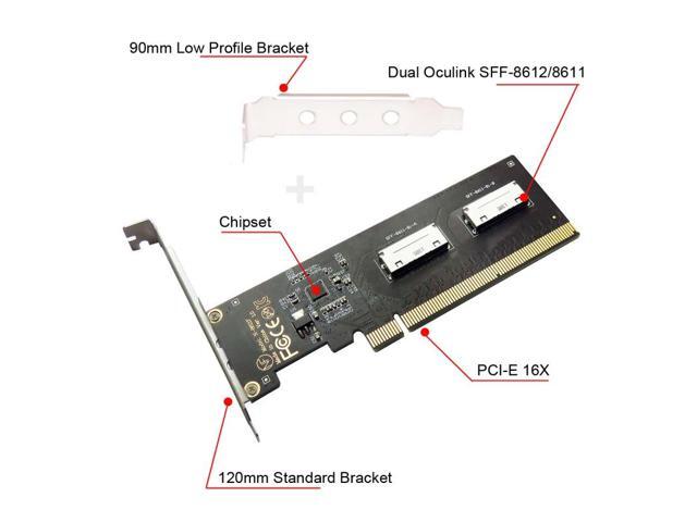 Cablecc PCIE PCI-Express 16x to Dual Oculink SFF-8612 SFF-8611 8x VROC ...