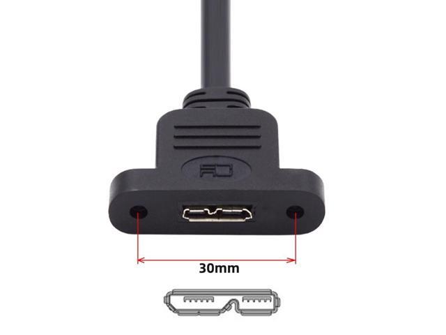 Jimier Type-B USB 3.0 Male to Micro 3.0 Type-B Female Screw Mount Type ...