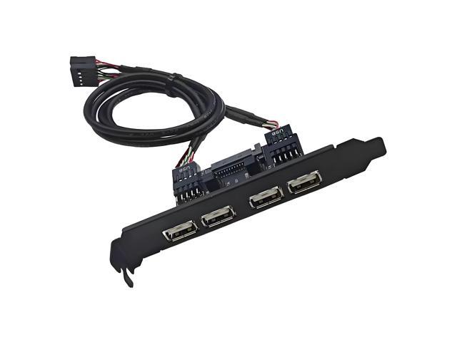 Jimier Internal Four USB2.0 Female Mount Panel to Motherboard 9pin ...