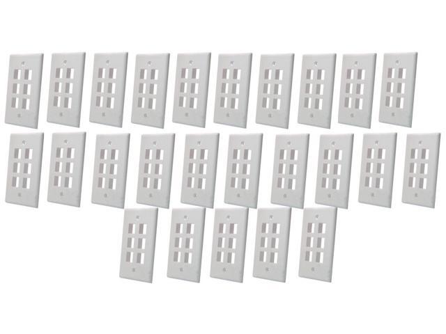 25 Pack 6 Port Keystone Insert Jack CAT5 CAT6 RJ45 Coax 1-Gang Wall ...