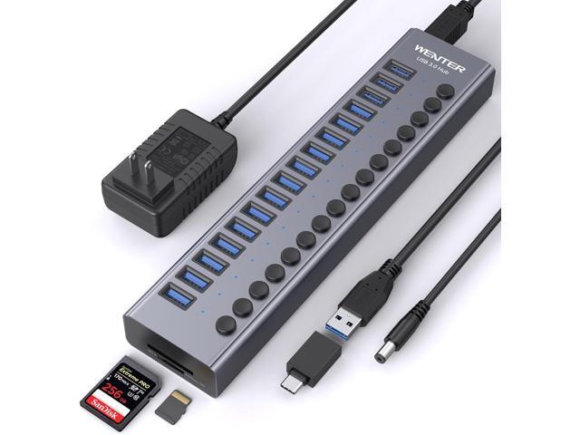 Powered USB Hub - WENTER 16 Ports USB 3.0 Hub, 5 Gbps Data Port ...