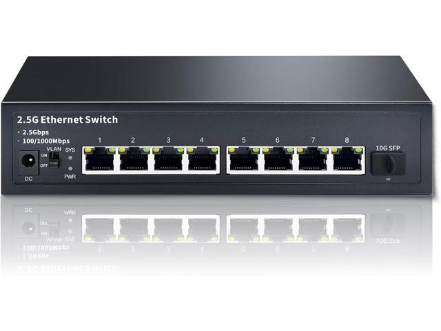 8-Port 2.5G Unmanaged Ethernet Switch, 8X 2.5G Base-T Ports, 1X 10G SFP ...