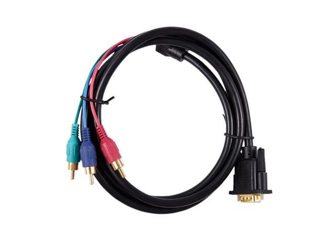 1.5M 4.9Ft VGA 15 Pin Male to 3 RCA RGB Male Video Cable Adapter Black ...