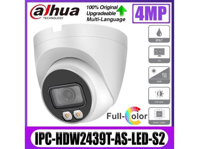 DH Full-Color IP Camera 4MP IPC-HDW2439T-AS-LED-S2 Dome 12V DC/PoE Built-in MIC And Warm Led ...