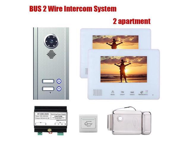7 Inch BUS 2 Wire Video Door Phone Intercom systems Kit for home 2 ...