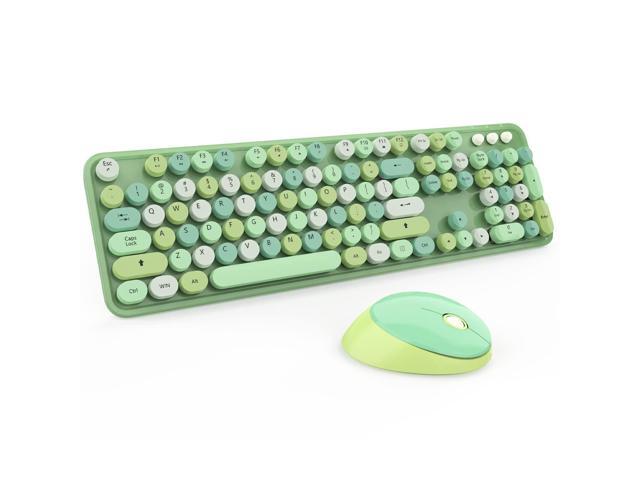 Green Wireless Keyboard and Mouse, KOOTOP Cute Green Colorful Keyboard ...