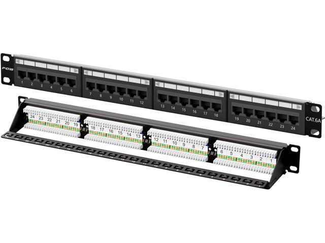 FGB 10Gbps Cat6A Patch Panel, 24-Port RJ45 Ethernet Patch Panel for 19 ...