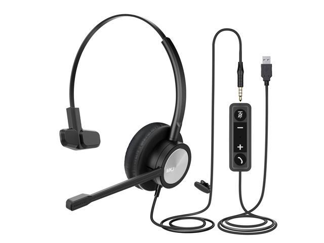 MKJ USB Headset with Microphone for PC Laptop, Wired Headphones with ...