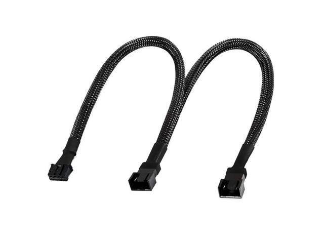 Angitu 4-Pin PWM GPU Dual Fan Splitter Adapter Cable Black Sleeved for ...