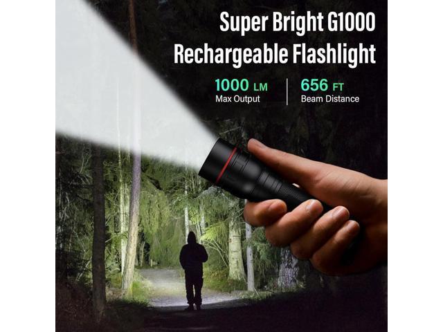 Rechargeable Flashlights High Lumens 2 Pack G1000 Super Bright Flash Light Small Led Tactical ...