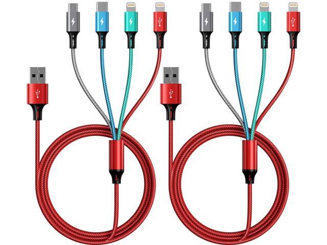 Multi Charging Cable 3.5A [2Pack 6Ft] 4 in 1 Braided Multi Charging ...
