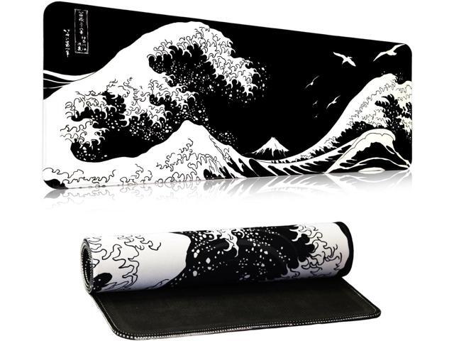Black Large Mouse Pad Japanese Sea Wave Anime Gaming Mouse Pad Extended ...