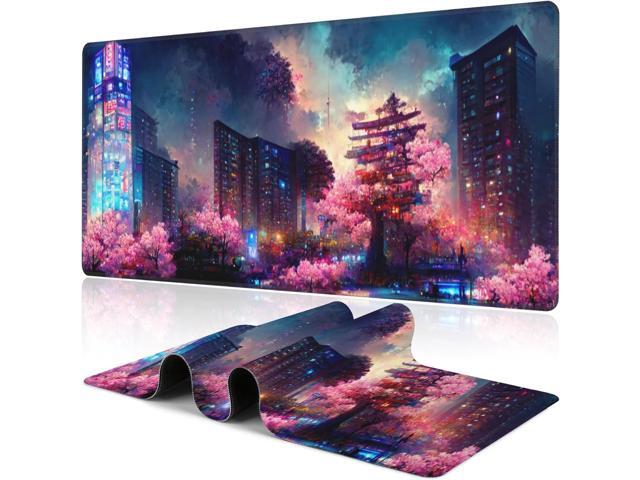 Japanese Fantasy Night City Desk Mat Large Beautiful Night Scene Gaming ...