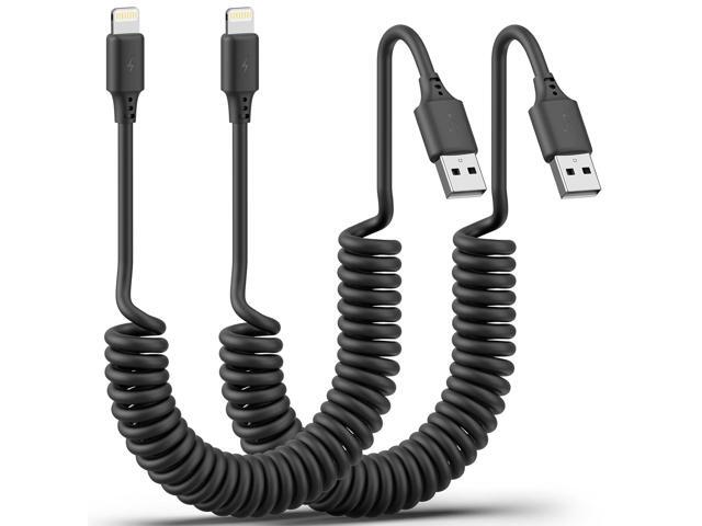 Coiled Lightning Cable 3FT 2Pack Coiled Lightning Cable for Car ...