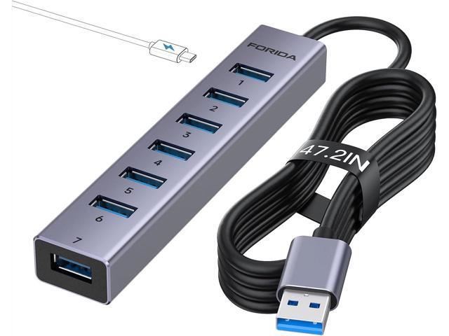 USB to USB Hub Long Cable 8 Ports USB 3.0 Adapter with 7 USB 3.0 Data ...