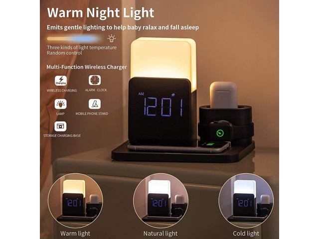 Wireless Charger 3 In 1 Fast Charging Station With Digital Alarm Clock