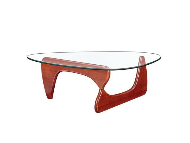 Triangle Modern Coffee Table in Solid Wood Base & 12MM Clear Glass ...