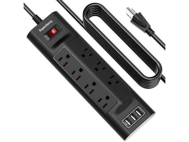 SUPERDANNY 10-in-1 Surge Protector Power Strip Bar with USB 9.8Ft ...