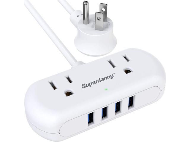 Power Strip with USB, SUPERDANNY Mini Surge Protector with 2 Wide ...