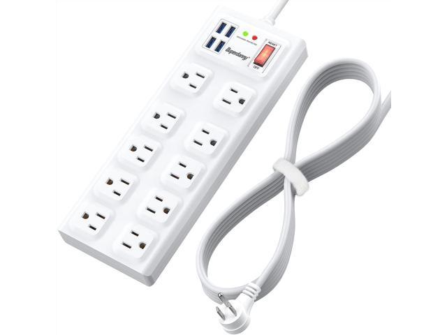 SUPERDANNY 2800 Joules Surge Protector Power Strip 10 AC Outlets and 4 ...