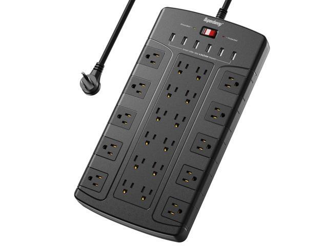 SUPERDANNY Surge Protector Power Strip with 22 AC Outlets & 6 USB 1050J ...