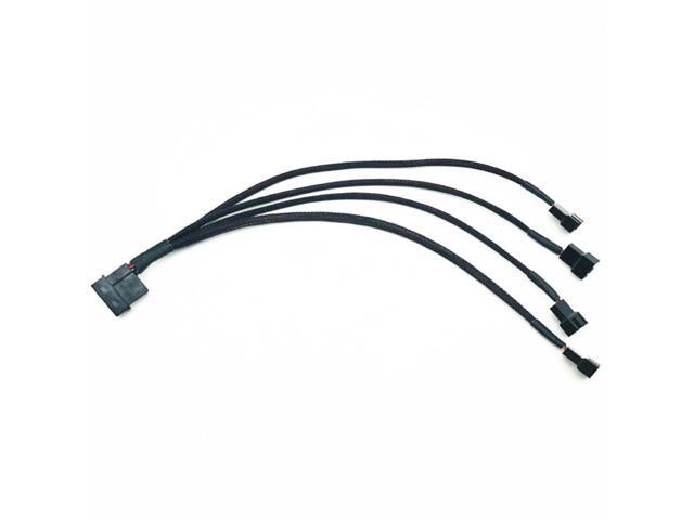 Fan Splitter 1 To 4 Way Y-Splitter Sleeved 4-Pin Molex Male To 4x 3-Pin ...